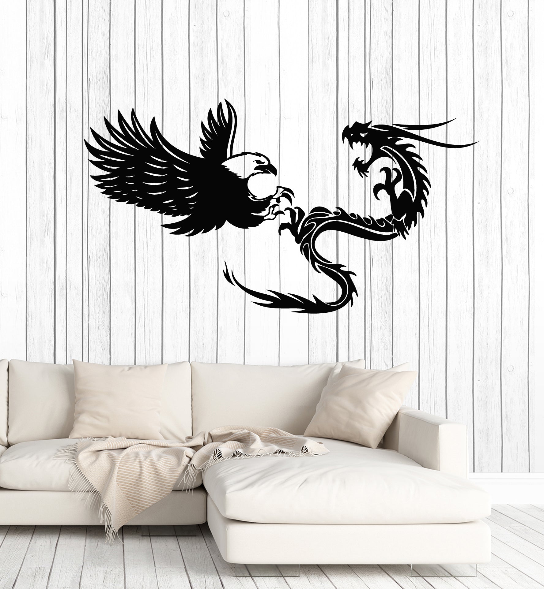 Vinyl Wall Decal Fantastic Beasts Dragon With Eagle Flying Bird Sticke ...