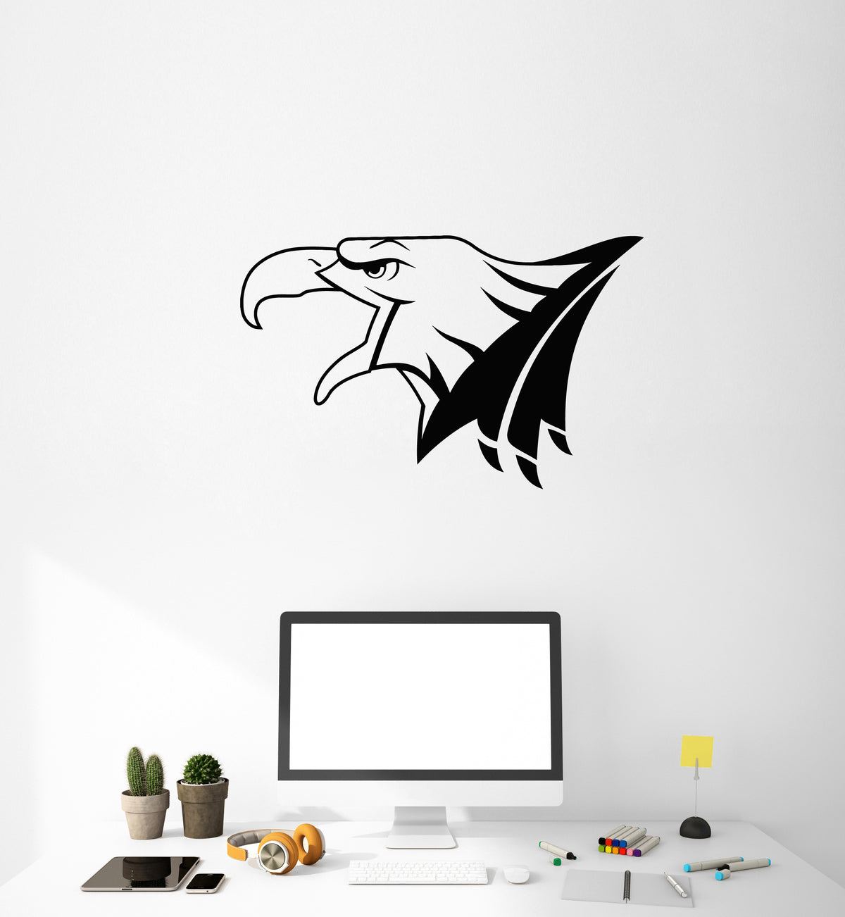 Vinyl Wall Decal Bird Profile Eagle Head Air Tribal Symbol Stickers Mu ...