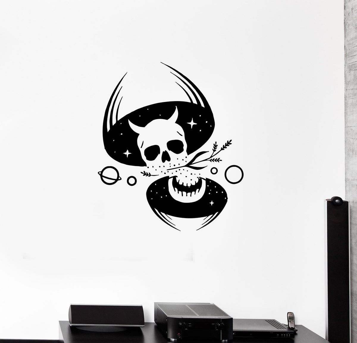 Wall Decal Skull Skeleton Night Cosmos Stars Monster Vinyl Sticker (ed ...