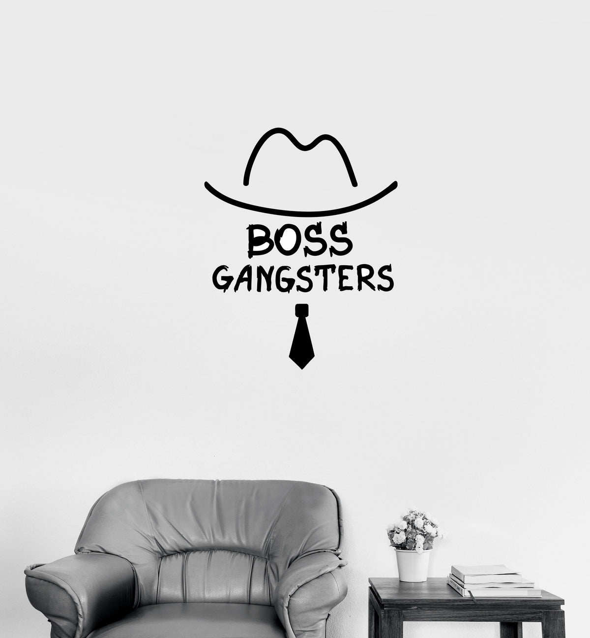 Wall Decal Mafia Gangsters Boss Crimson Hat Tie Vinyl Sticker (ed1033 ...