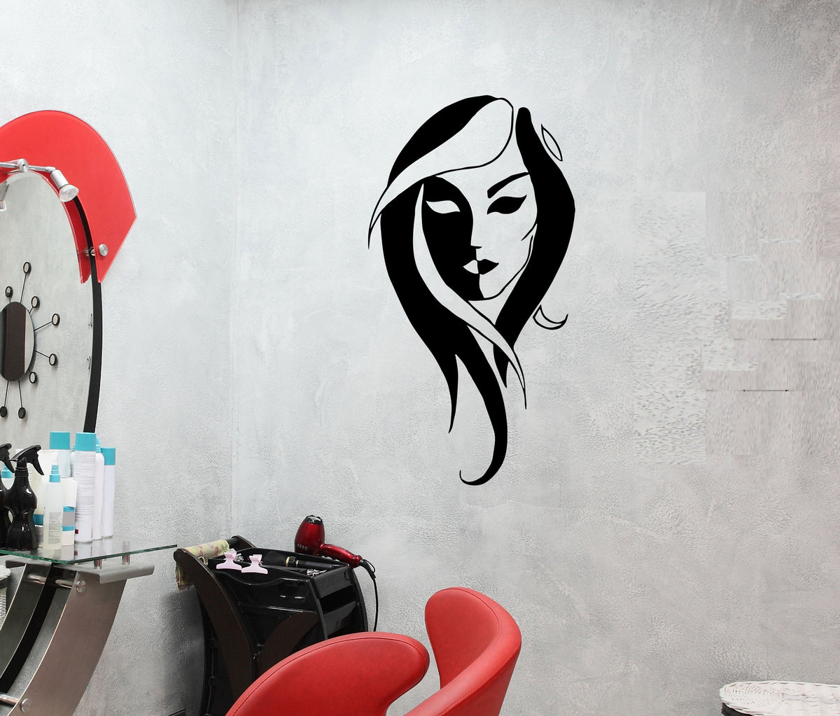 Wall Decal Face Girls Woman Beauty Salon Head Vinyl Sticker (ed1141 ...
