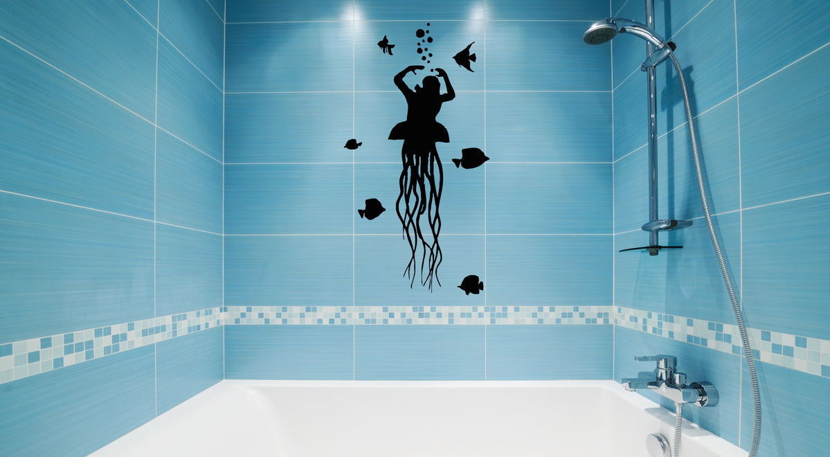 Wall Decal Fish Jellyfish Ocean Sea Bathroom Decor Vinyl Sticker (ed11 ...