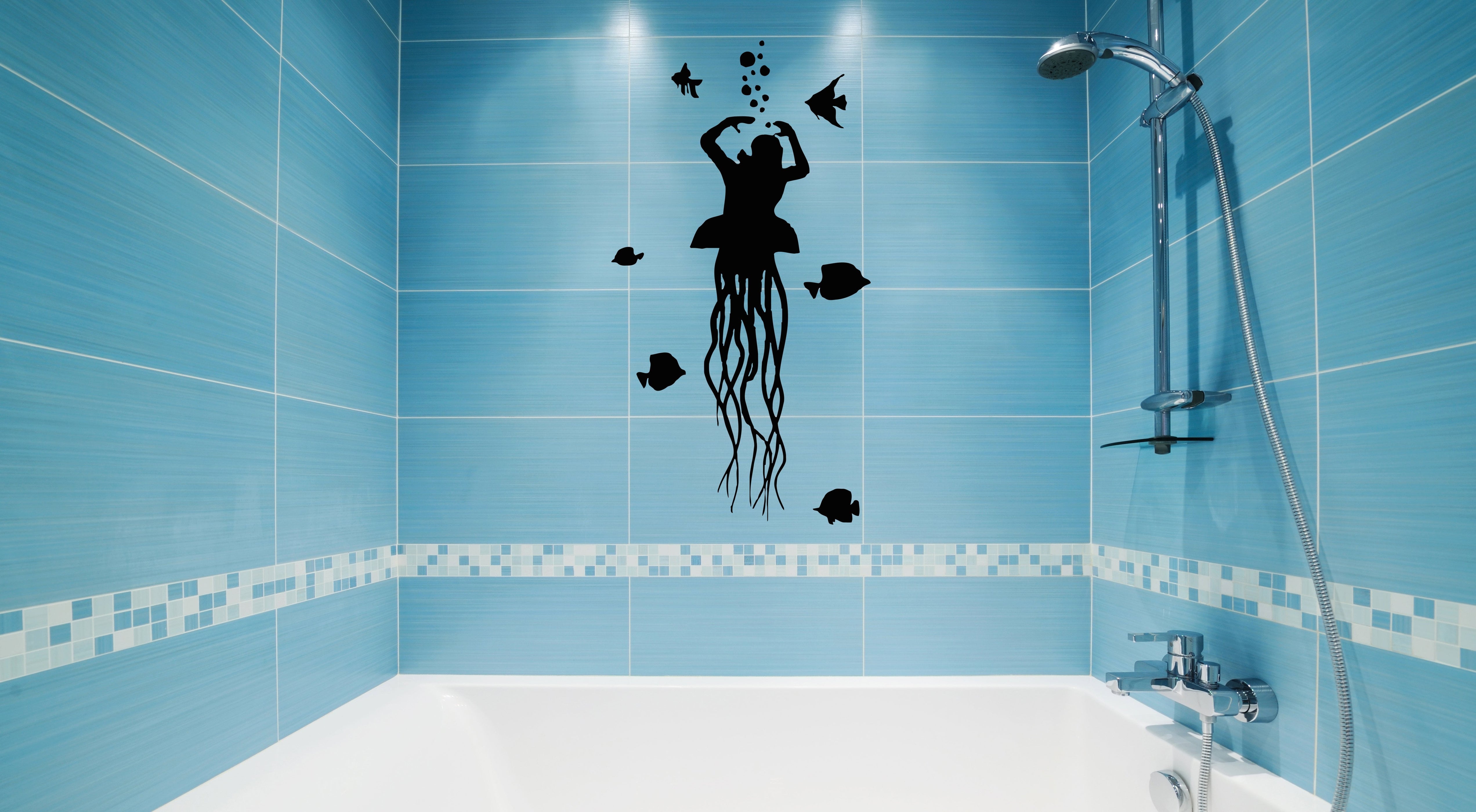 Wall Decal Fish Jellyfish Ocean Sea Bathroom Decor Vinyl Sticker (ed11 ...