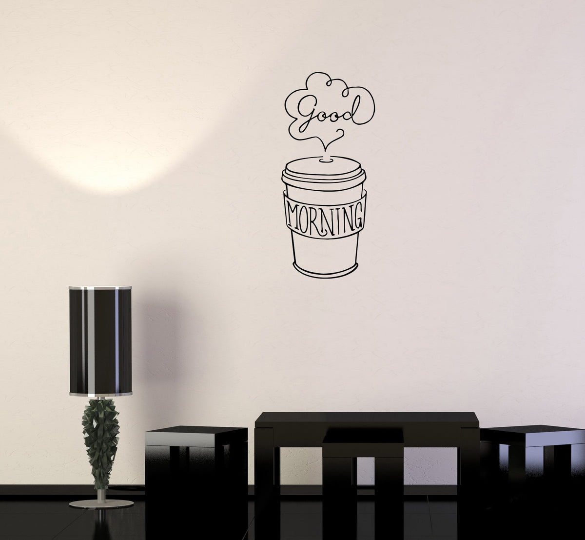 Wall Decal Good Morning Word Inscription Cup Coffee Vinyl Sticker (ed1 ...