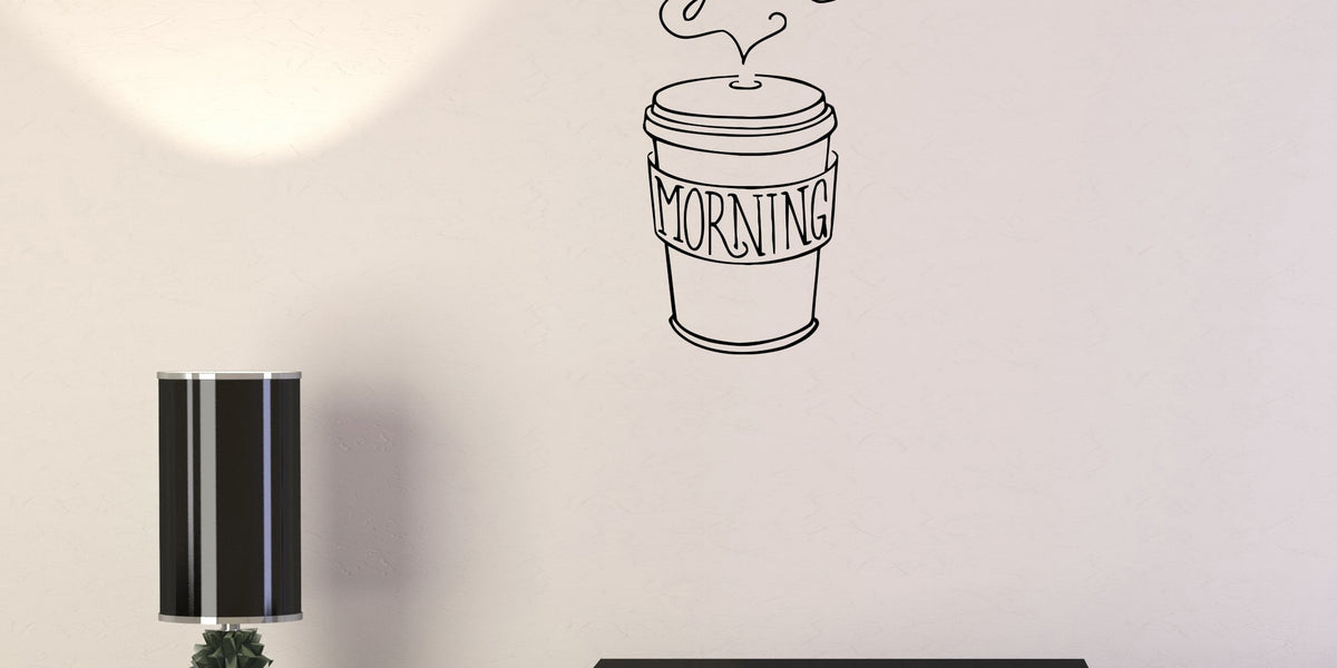 Wall Decal Good Morning Word Inscription Cup Coffee Vinyl Sticker (ed1 ...
