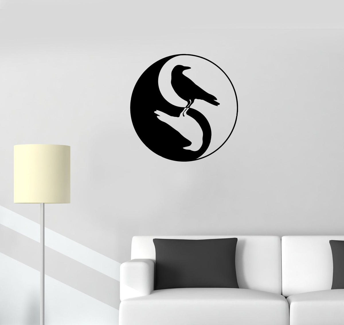 Wall Decal Birds Yin Yang Black and White Raven Vinyl Sticker (ed1183 ...