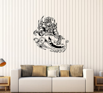 Wall Decal Viking Warrior Middle Ages Barbarian Ax Vinyl Sticker (ed11 ...