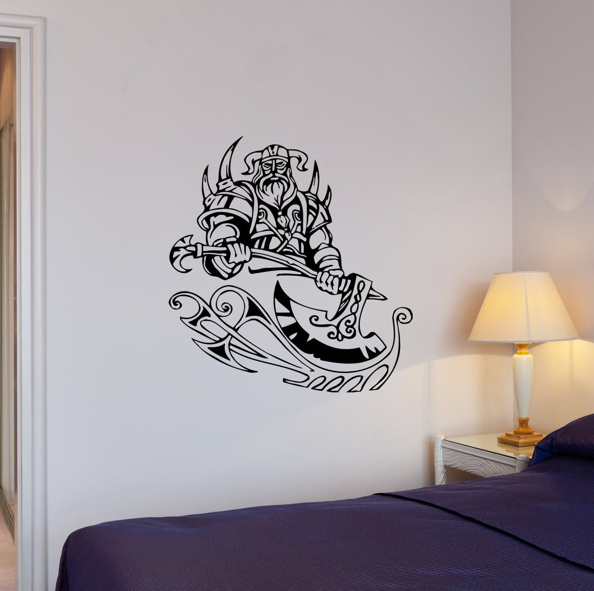 Wall Decal Viking Warrior Middle Ages Barbarian Ax Vinyl Sticker (ed11 ...