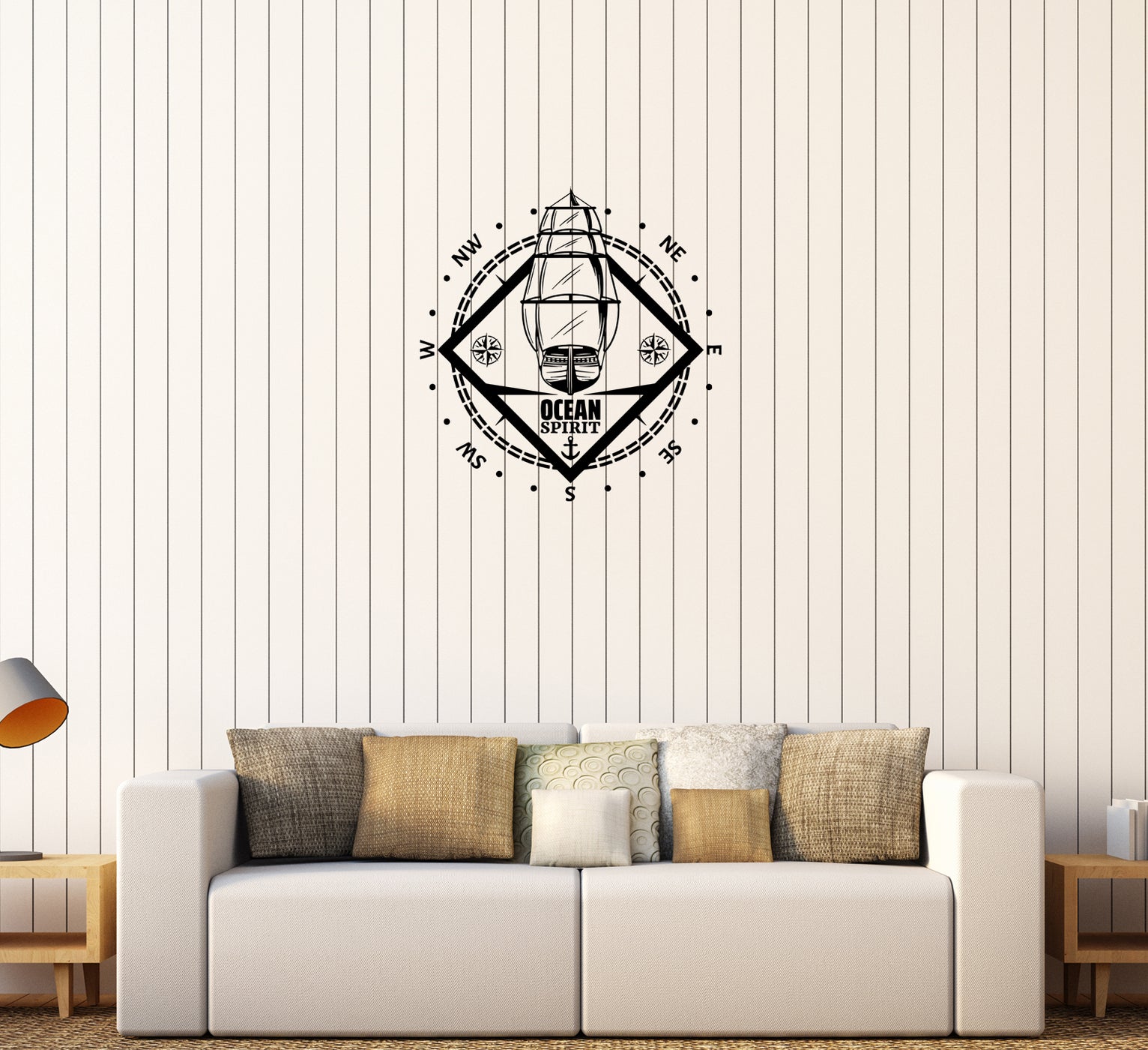 Wall Decal Compass Ship Sea Ocean Boat Travel Vinyl Sticker (ed1263 ...