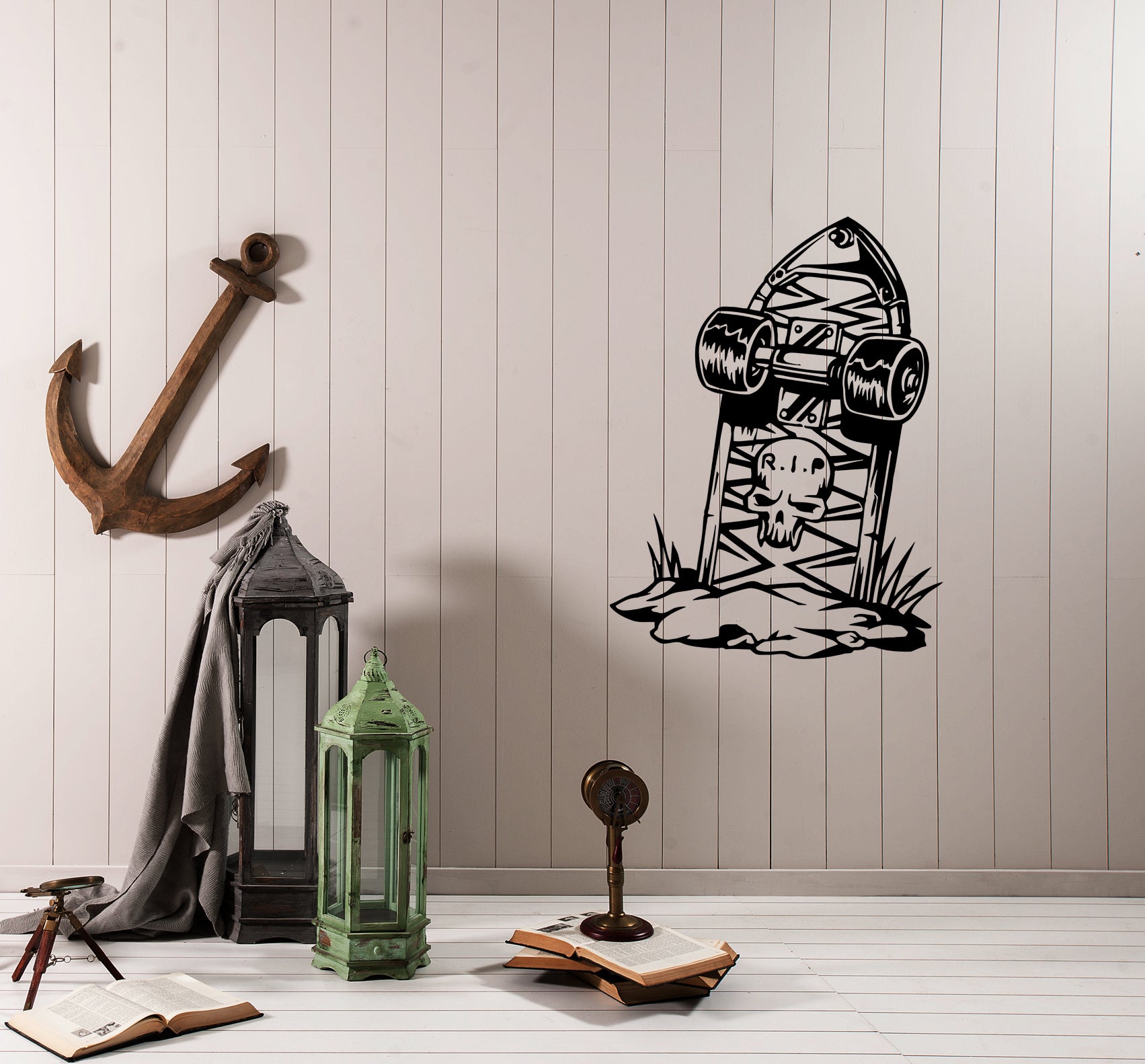 Wall Decal Skateboarder Skateboard Grave RIP Tombstone Vinyl Sticker ...