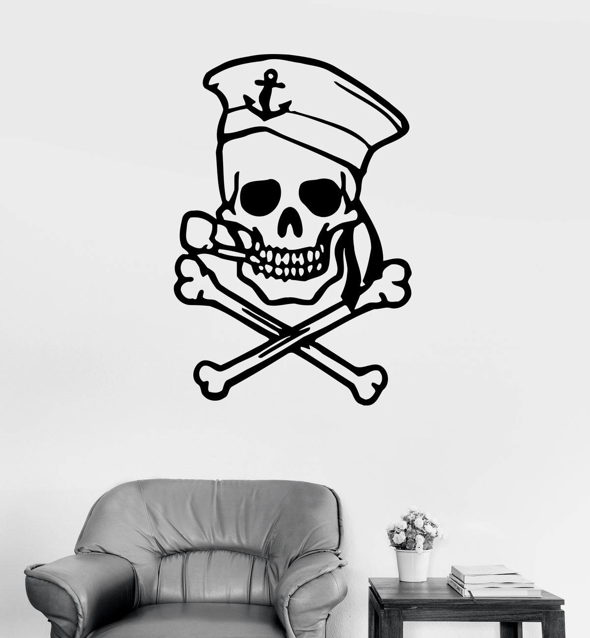 Wall Decal Skeleton Skull Sailor Sea Ship Pirate Bones Vinyl Sticker ...