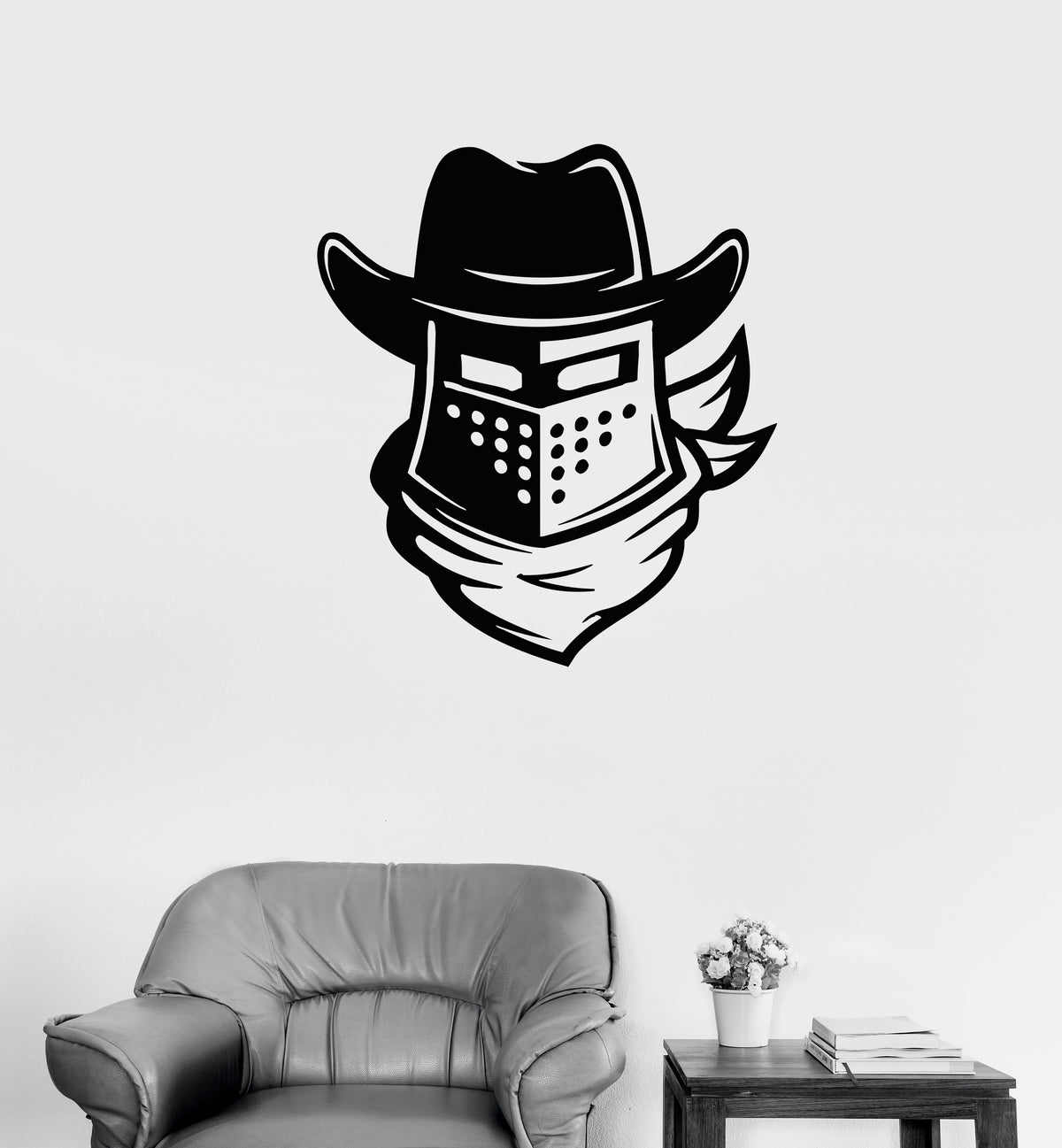 Wall Decal Thug Knight Cowboy Robber Wild West Head Vinyl Sticker (ed1 ...