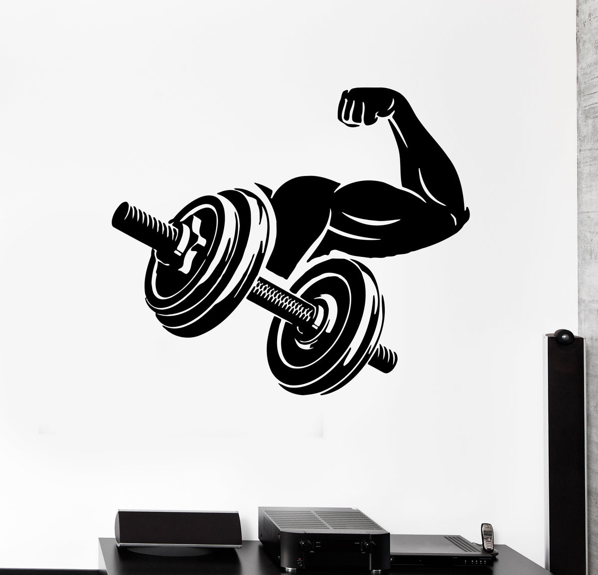 Wall Decal Fitness Sport Gym Muscles Arm Dumbbell Vinyl Sticker (ed151 ...