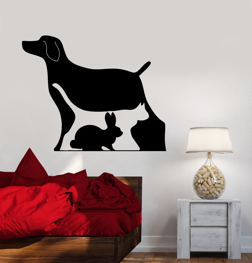 Wall Decal Animals Dog Cat Rabbit Shadows Pets Vinyl Sticker (ed1736 ...