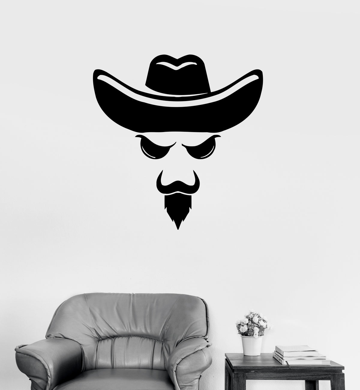 Wall Decal Face Head Hat Bandit Angry Cowboy Vinyl Sticker (ed1753 ...