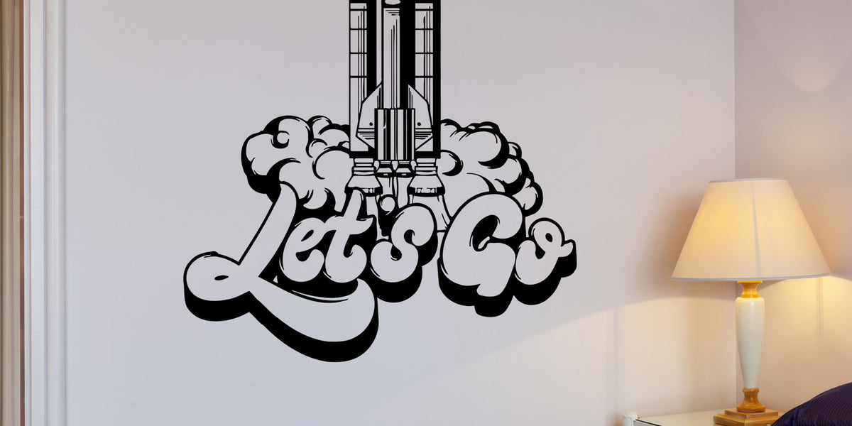 Wall Decal Spaceship Takeoff Universe Space Let’s Go Vinyl Sticker (ed ...