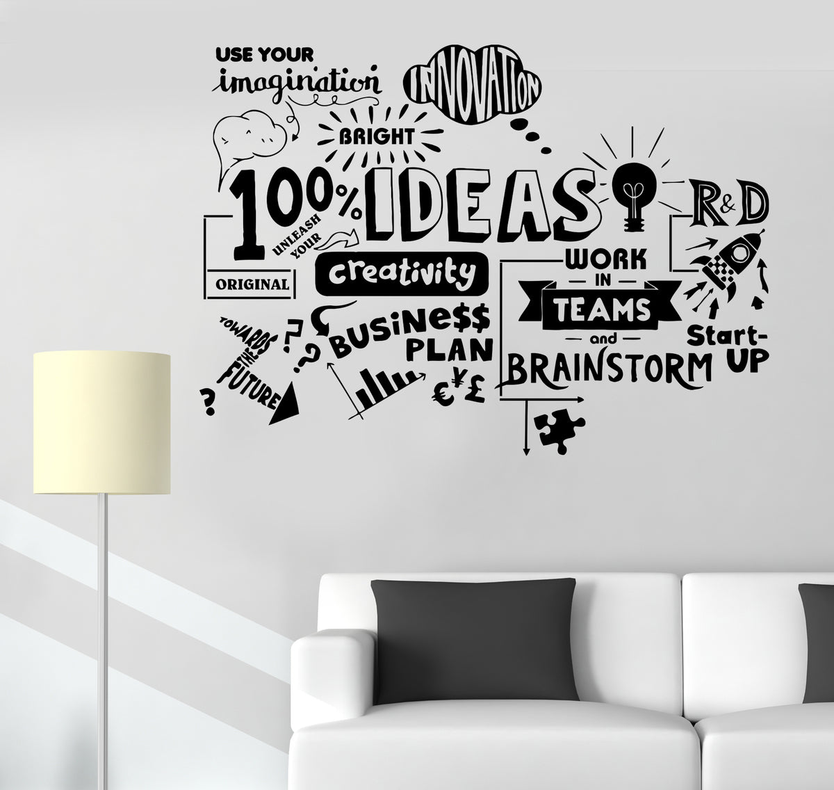 Wall Decal Words Office Work Creativity Team Vinyl Sticker (ed1864 ...