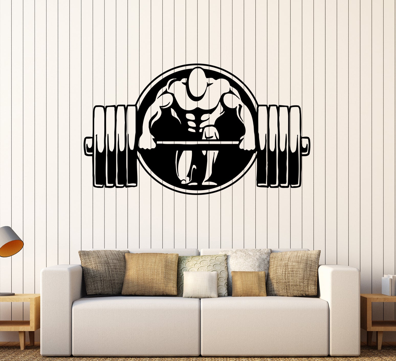 Wall Decal Fitness Sports Bodybuilding Athlete Barbell Vinyl Sticker ...