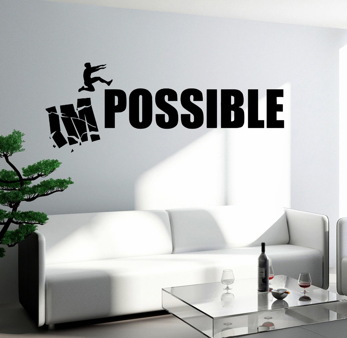 Wall Decal Impossible Word Lettering Motivation Vinyl Sticker (ed2008 ...