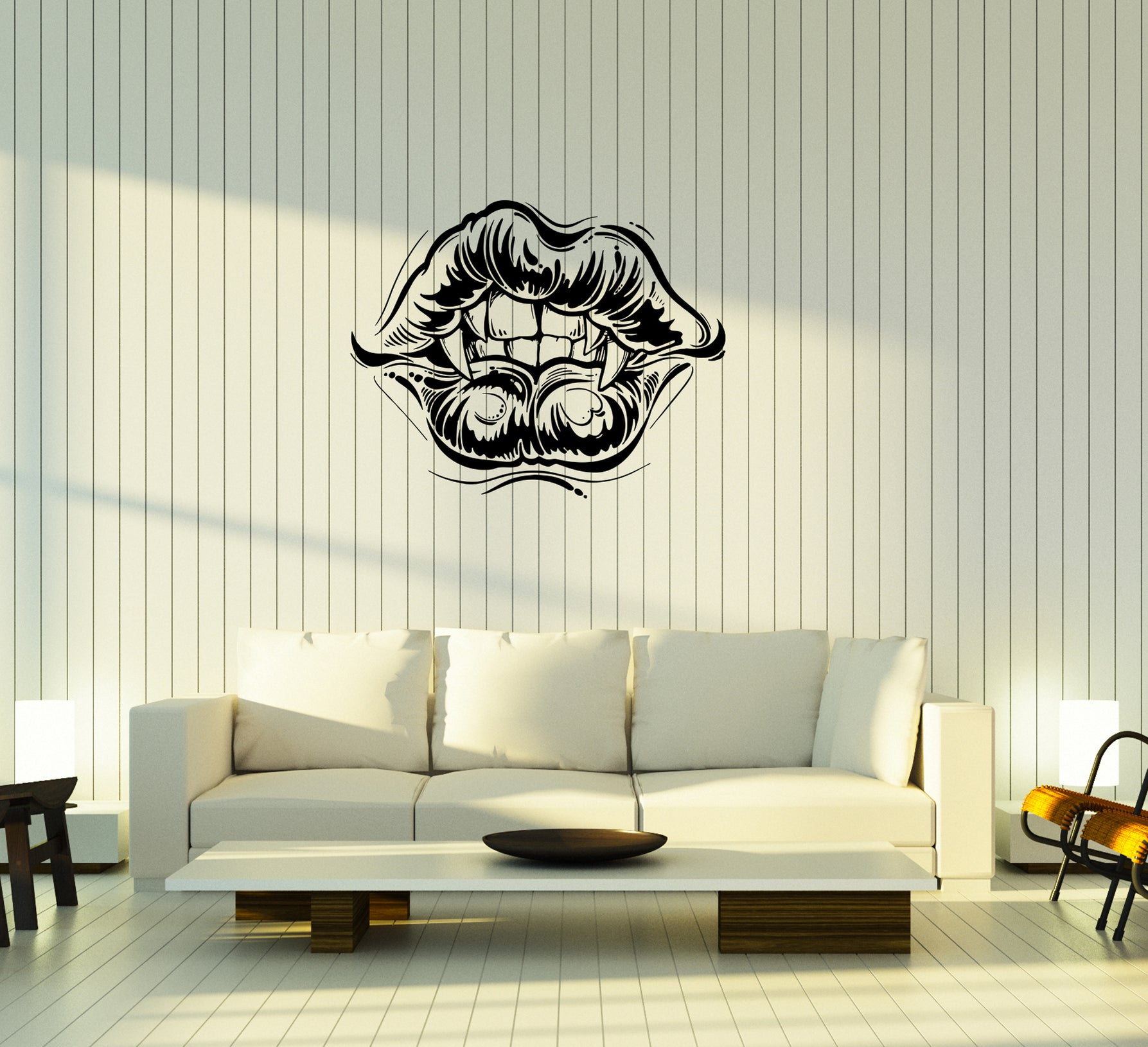 Wall Decal Sexy Lips Girls Vampire Fangs Vinyl Sticker (ed2014 ...