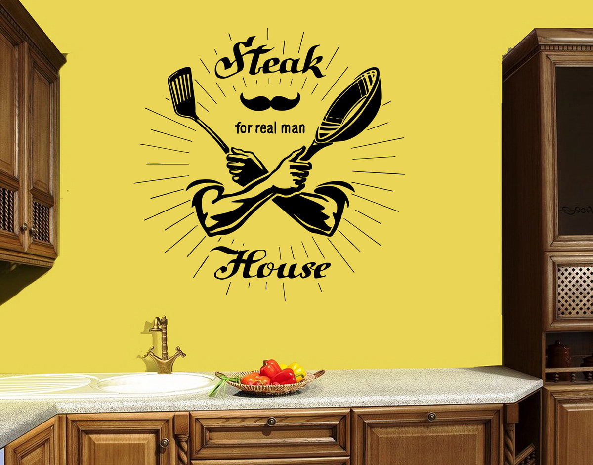 Wall Decal Steak House Restaurant Decor Kitchen Vinyl Sticker (ed2016 ...