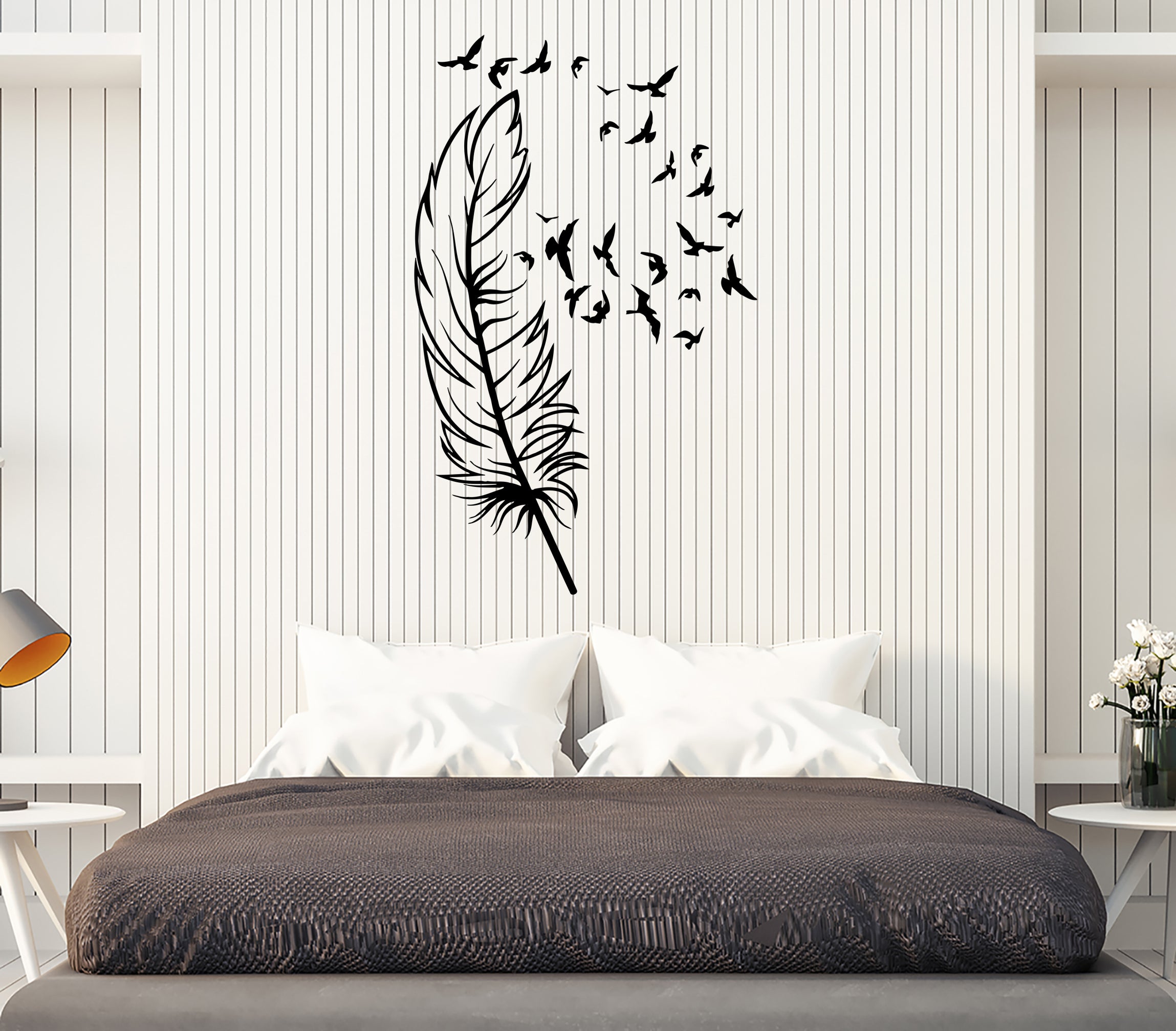 Wall Decal Feather Bird Flock Flying Vinyl Sticker (ed2039 ...