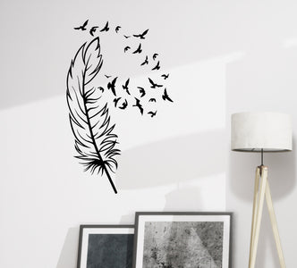 Wall Decal Feather Bird Flock Flying Vinyl Sticker (ed2039 ...