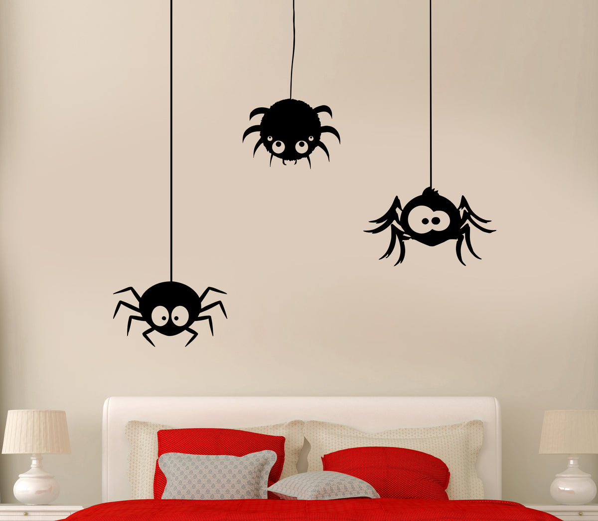 Wall Decal Spiders Spider Web Funny Monsters Vinyl Sticker (ed2056 ...