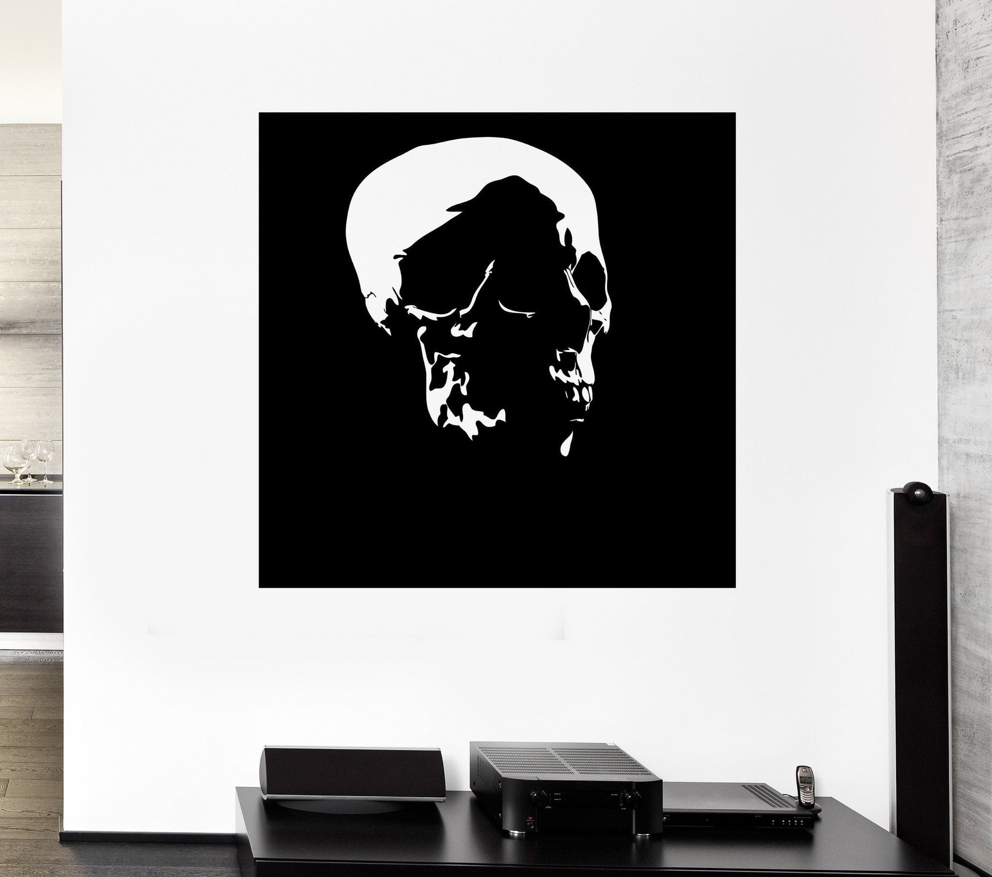 Wall Decal Skull Skeleton Head Scary Death Bones Mural Vinyl Decal Uni ...