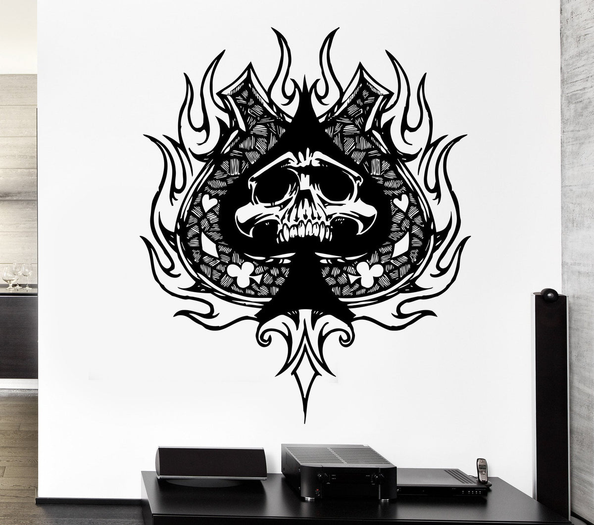 Wall Decal Skull Skeleton Playing Card Suits Death Spades Vinyl Decal ...