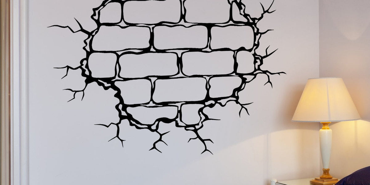 Wall Decal Brick Wall Crack Hole Pattern Decor Destruction Vinyl Decal ...