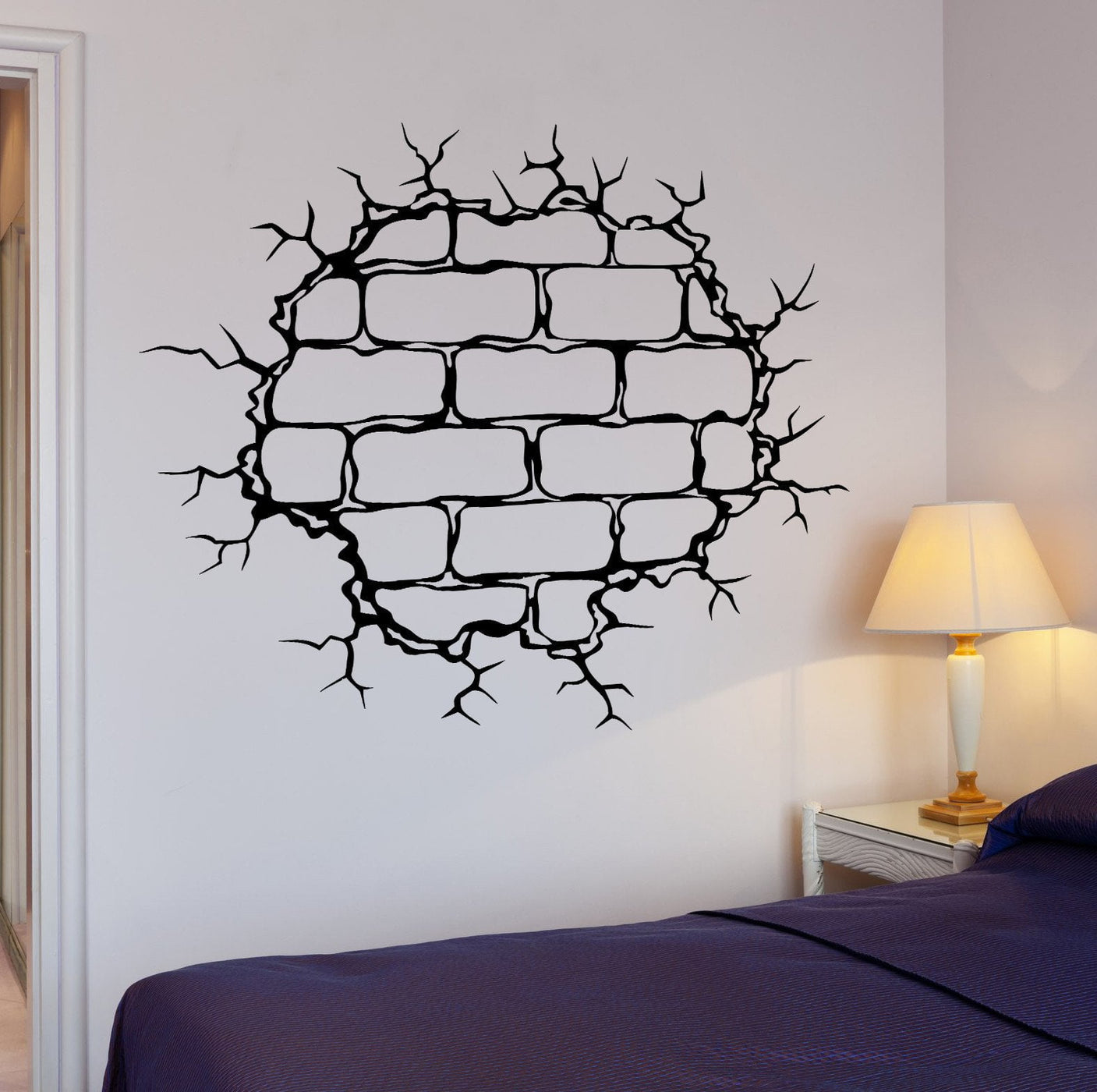 Wall Decal Brick Wall Crack Hole Pattern Decor Destruction Vinyl Decal ...