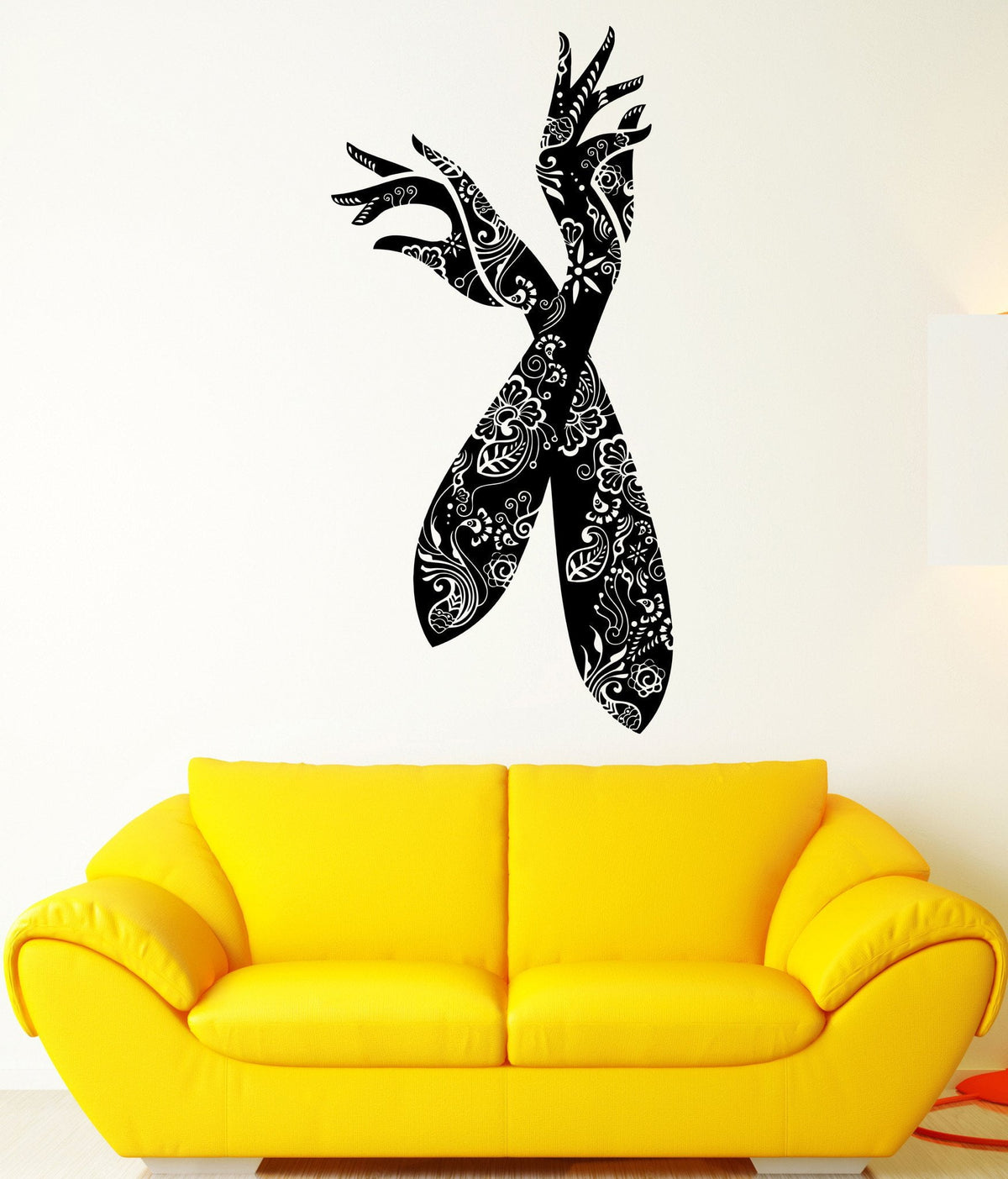 Wall Decal Hands Hieroglyphs Pattern Beautiful Art Flowers Vinyl Decal ...