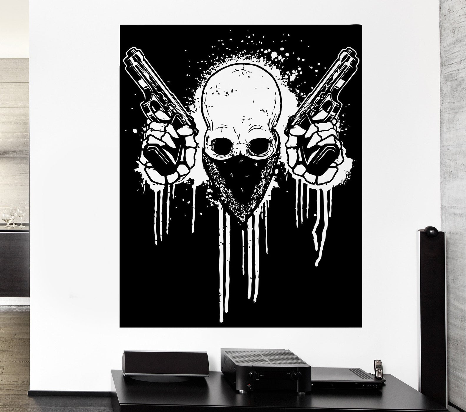 Wall Decal Skull Guns Guns Gangster Gangster Crime Offender Vinyl Deca ...