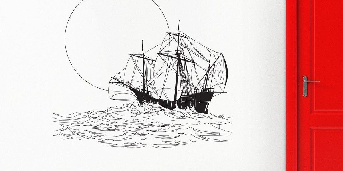 Wall Sticker Ship Boat Sea Travel Ocean Sunset Trip Vinyl Sticker Deco ...