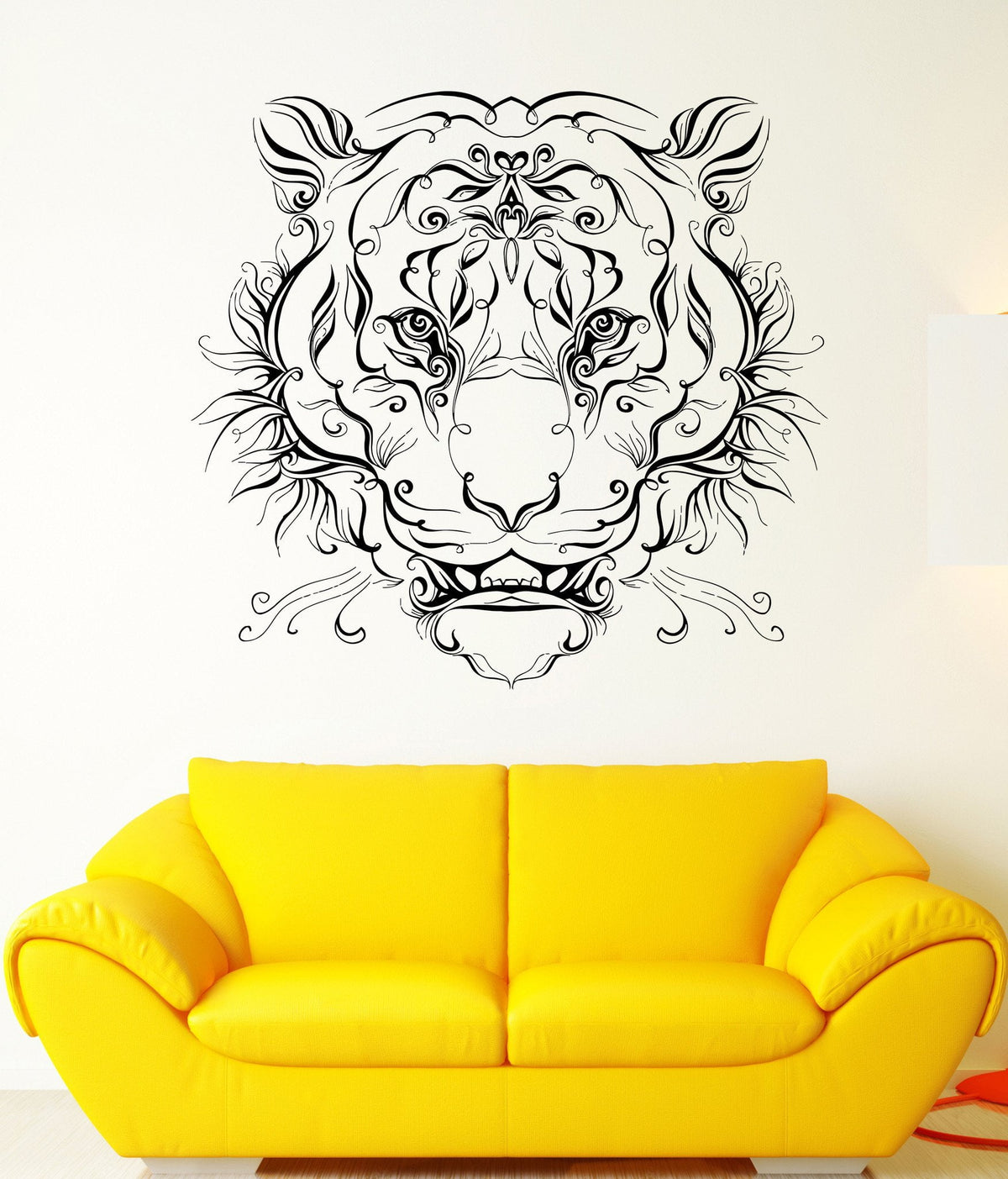 Wall Vinyl Sticker Tiger Roar Grin Predator Wild Cat Pattern Art Decor ...