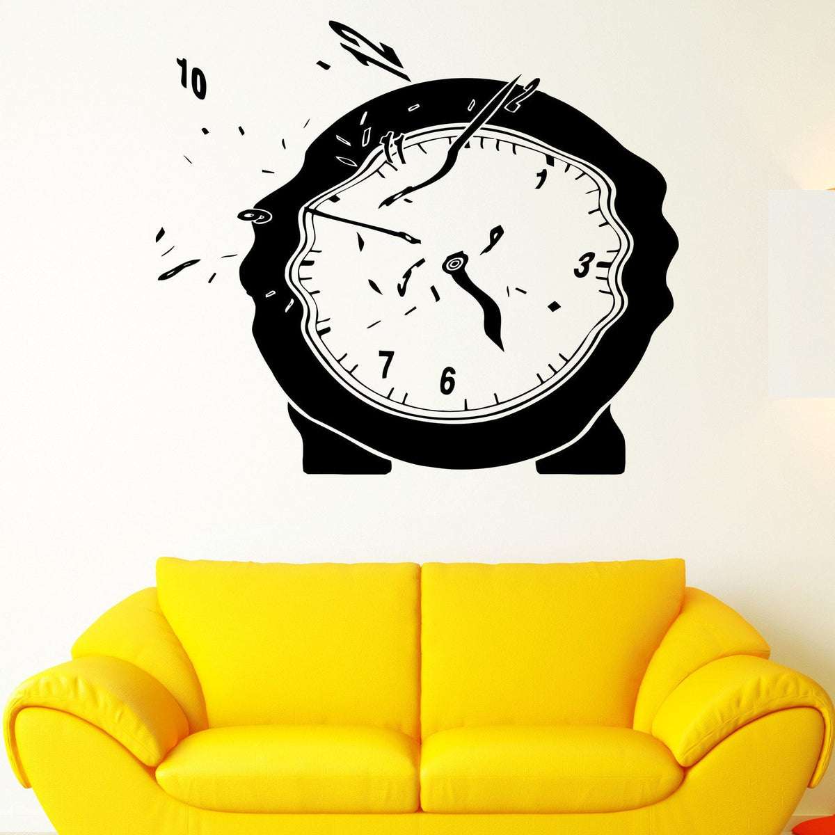 Wall Vinyl Sticker Decal Clock Time Flies Melts Arrows Surrealism Dial ...