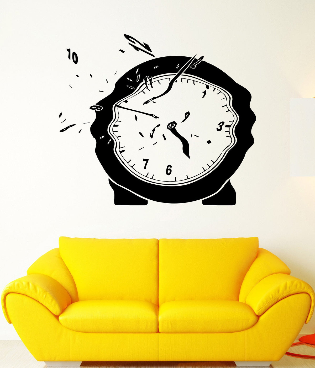 Wall Vinyl Sticker Decal Clock Time Flies Melts Arrows Surrealism Dial ...