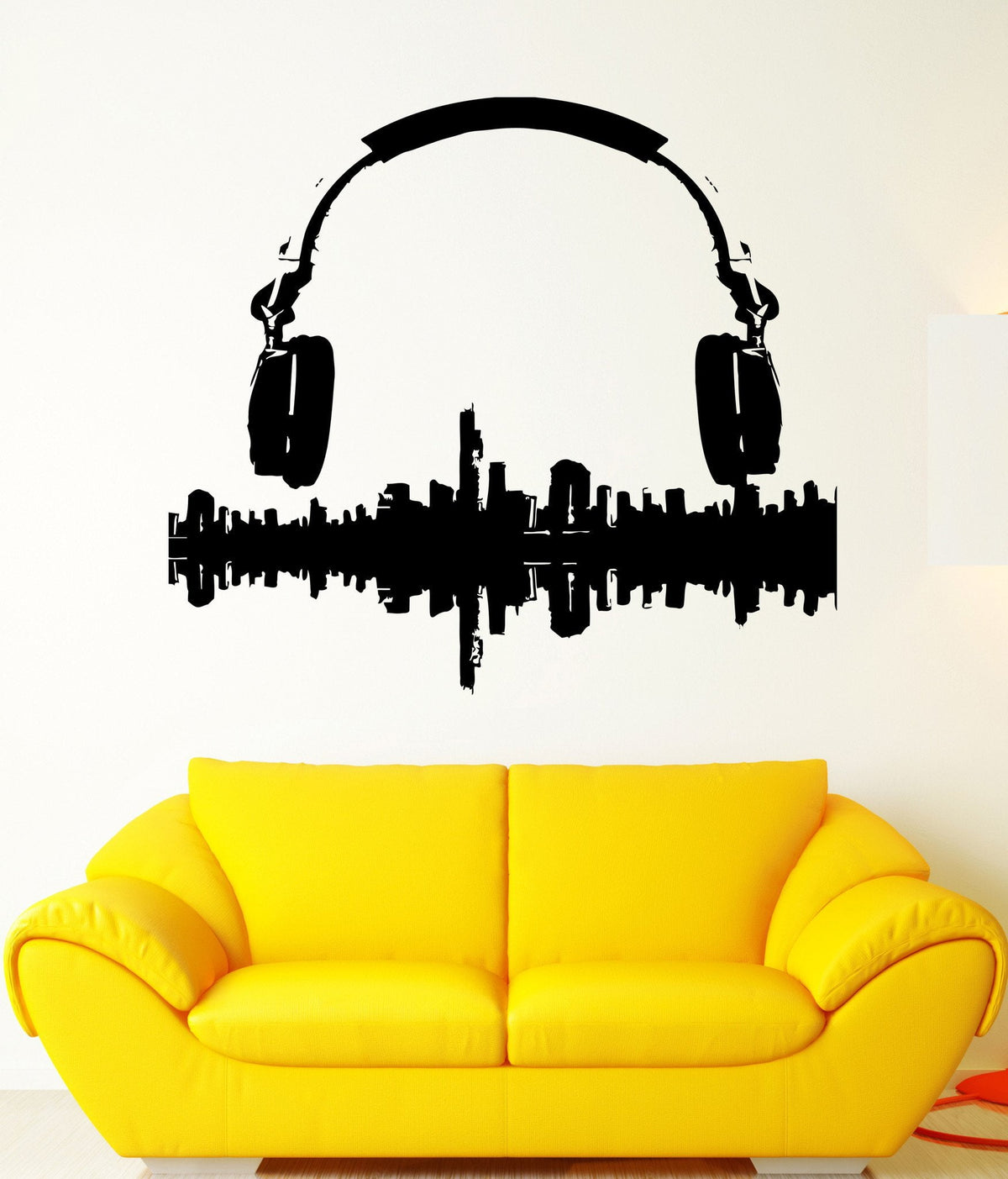 Wall Sticker Vinyl Decal Music Melody Headphones Sound City Panorama U ...