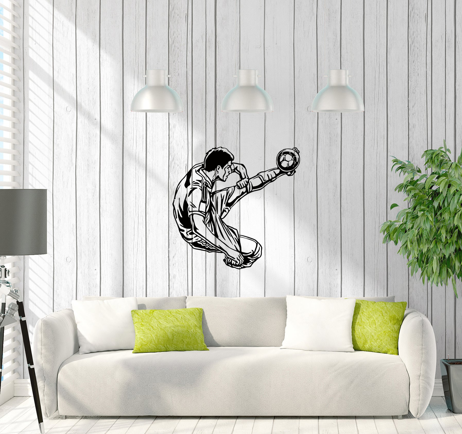 Wall Vinyl Sticker Sports Football Soccer Jumping Feeding Goal Forward ...