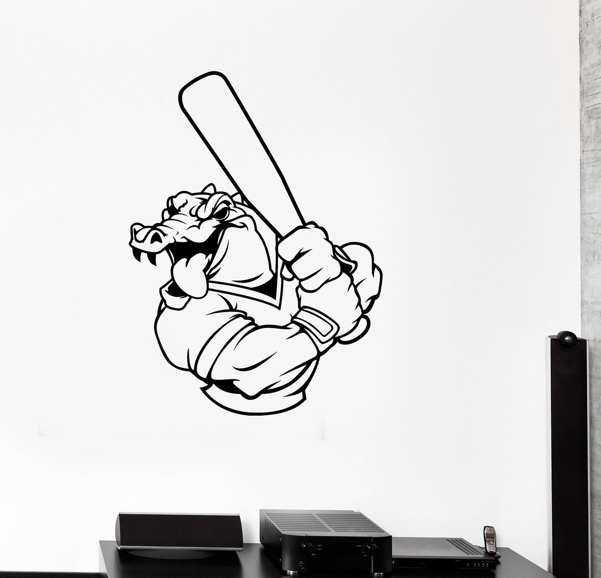 Wall Vinyl Alligator Baseball Bat Player Sport Game Animal Sticker Dec ...