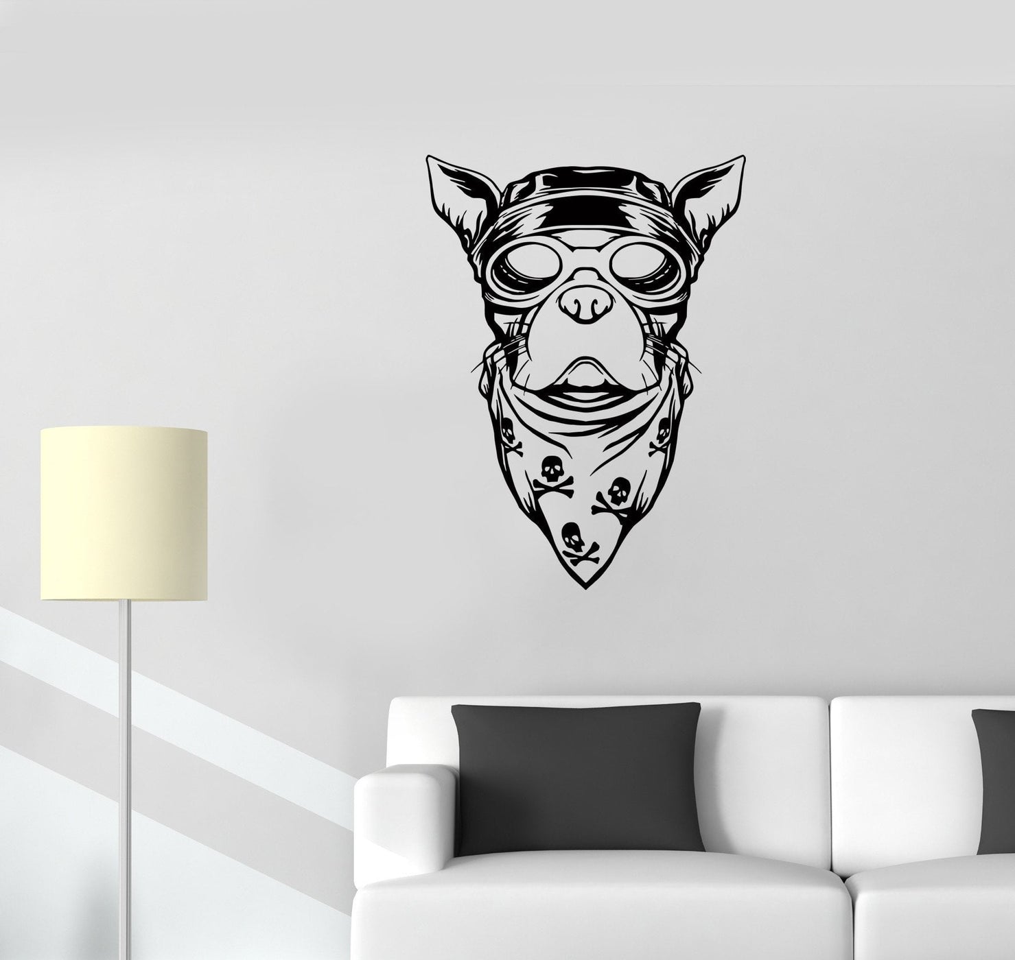 Wall Vinyl Sticker Decal Dog Driver Head Travel Biker Bike Fashionable ...