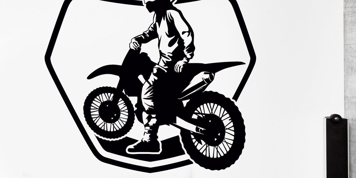 Wall Sticker Bike Biker Drive Speed Race Track Motorcycle Vinyl Decal ...