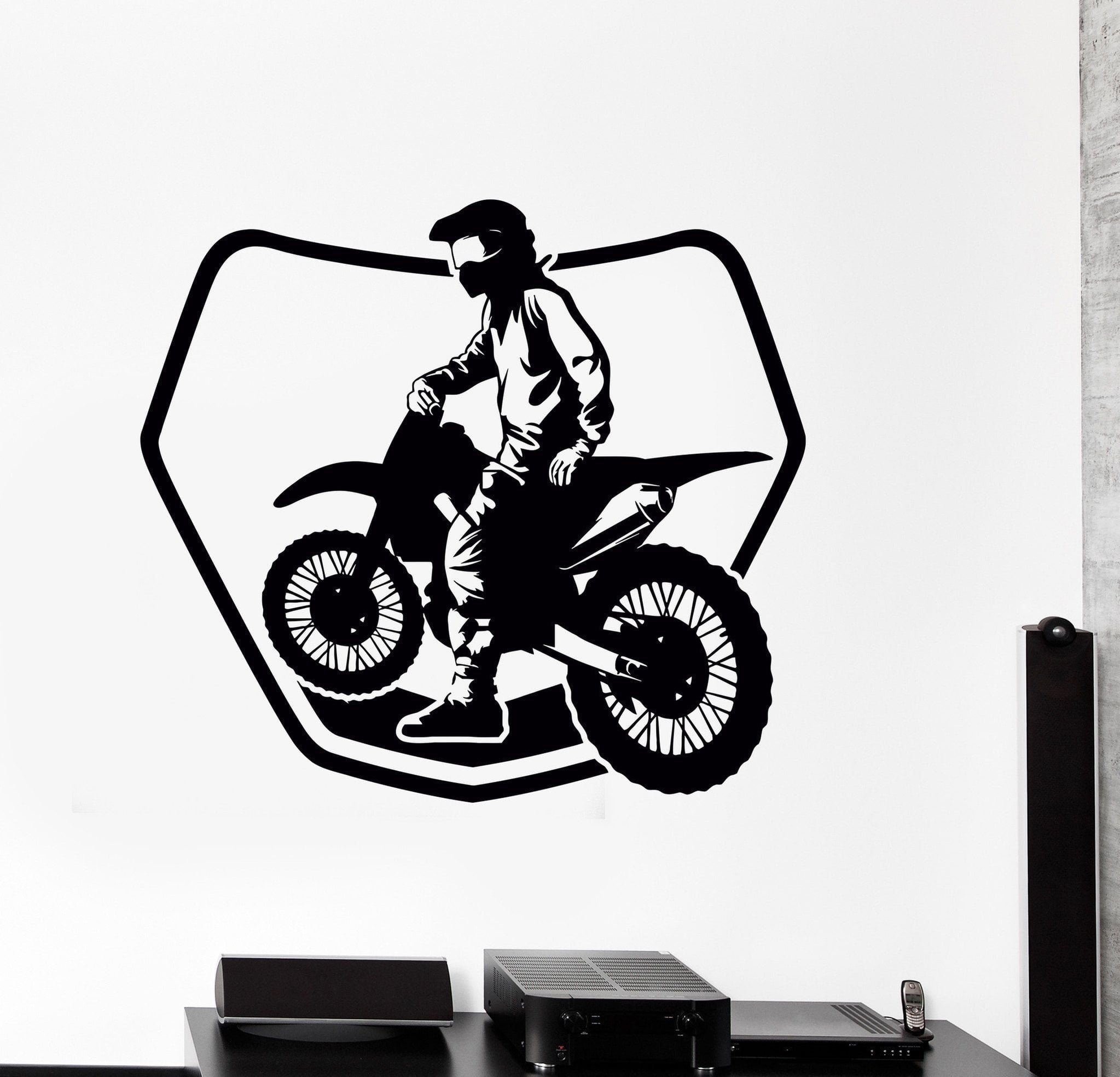 Wall Sticker Bike Biker Drive Speed Race Track Motorcycle Vinyl Decal ...