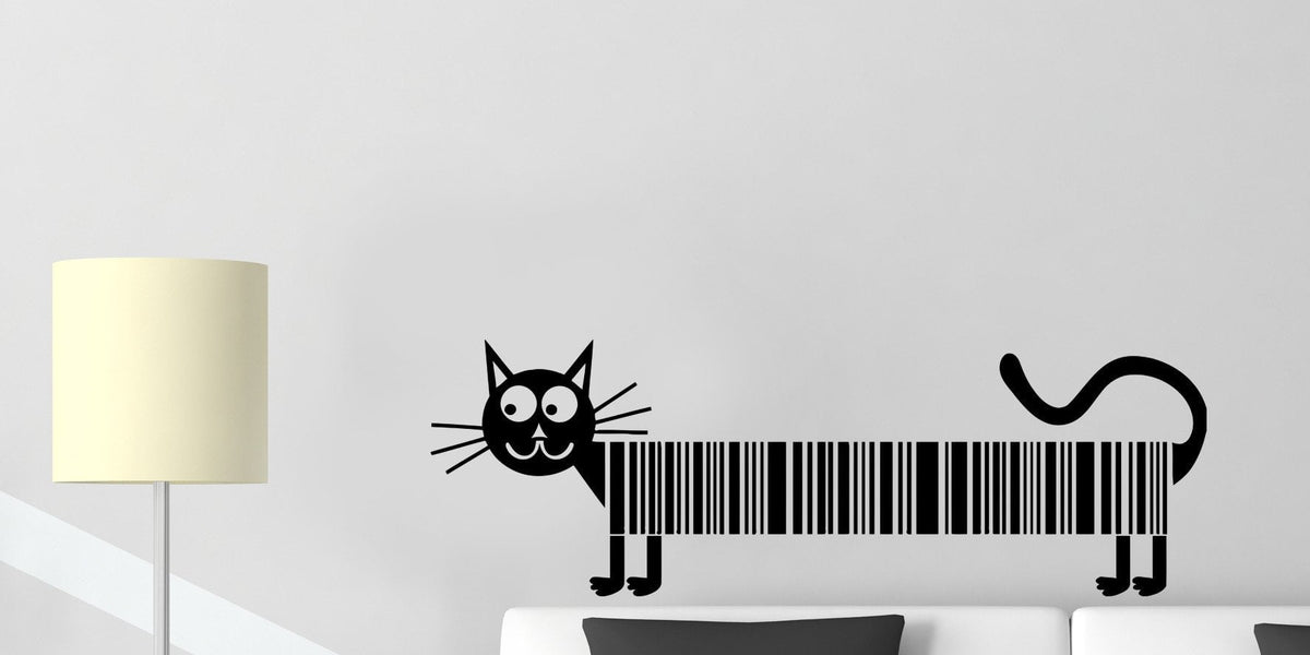 Wall Decal Cat Pet Barcode Funny Animal Picture Vinyl Sticker Unique G ...