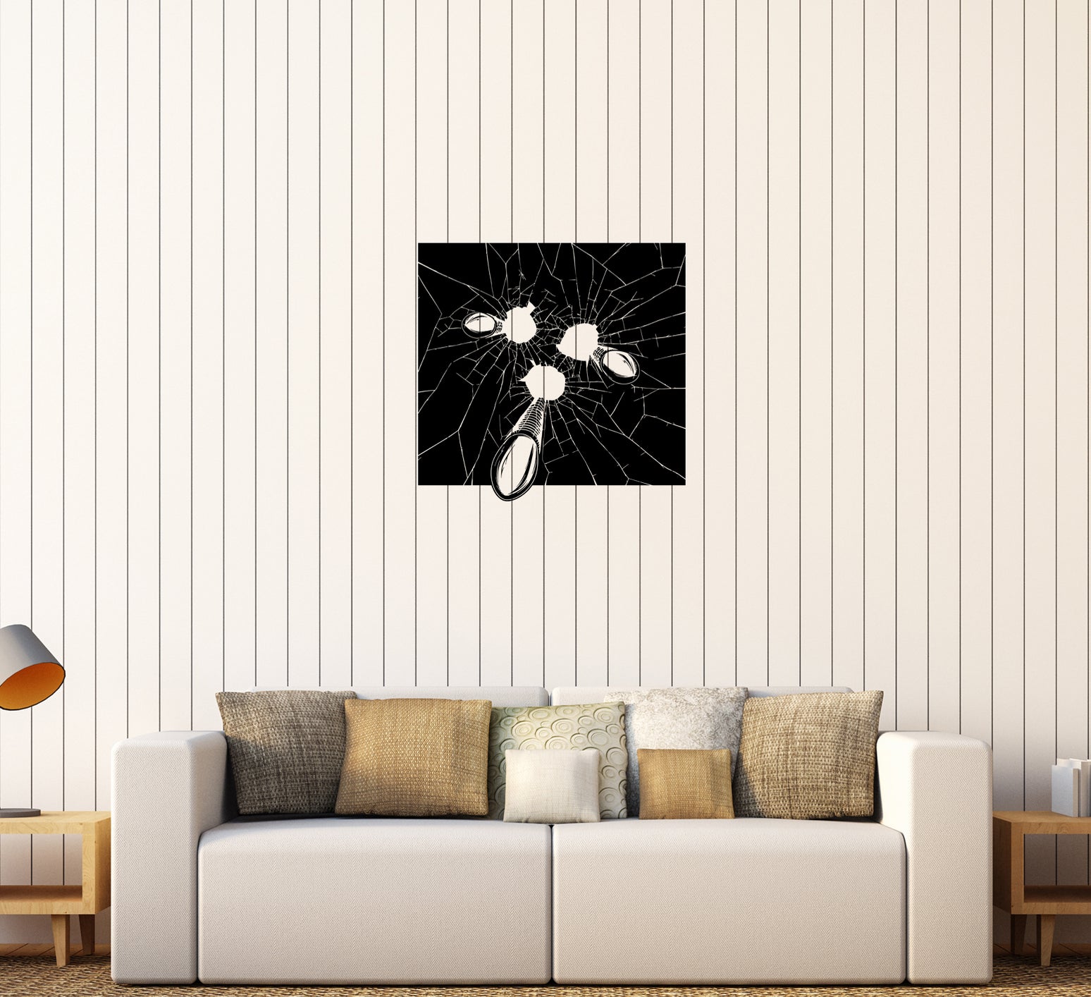 Wall Decal Bullets Guns Shot Glass Crack Target Vinyl Sticker Unique G ...