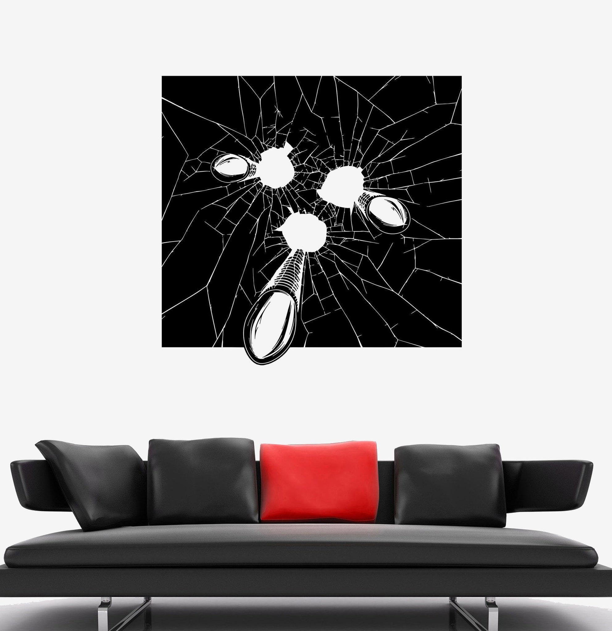 Wall Decal Bullets Guns Shot Glass Crack Target Vinyl Sticker Unique G ...