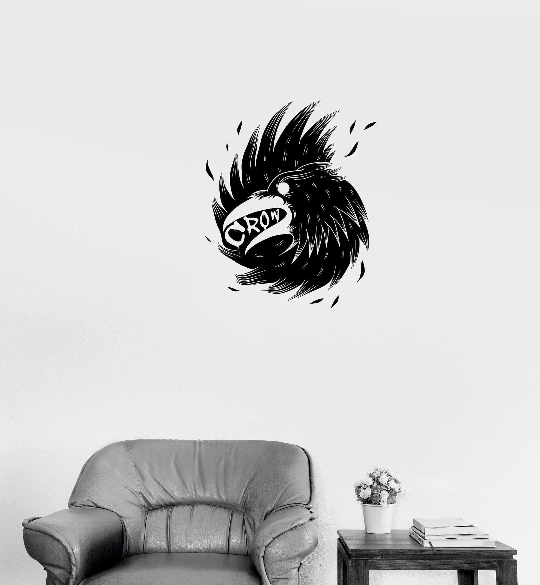 Wall Decal Bird Beak Black Crow Wing Feathers Vinyl Sticker Unique Gif ...