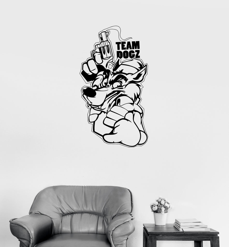 Team Dogz Logo Wall Decal Dog Animal Gangster Pistol Bandit Team Vinyl