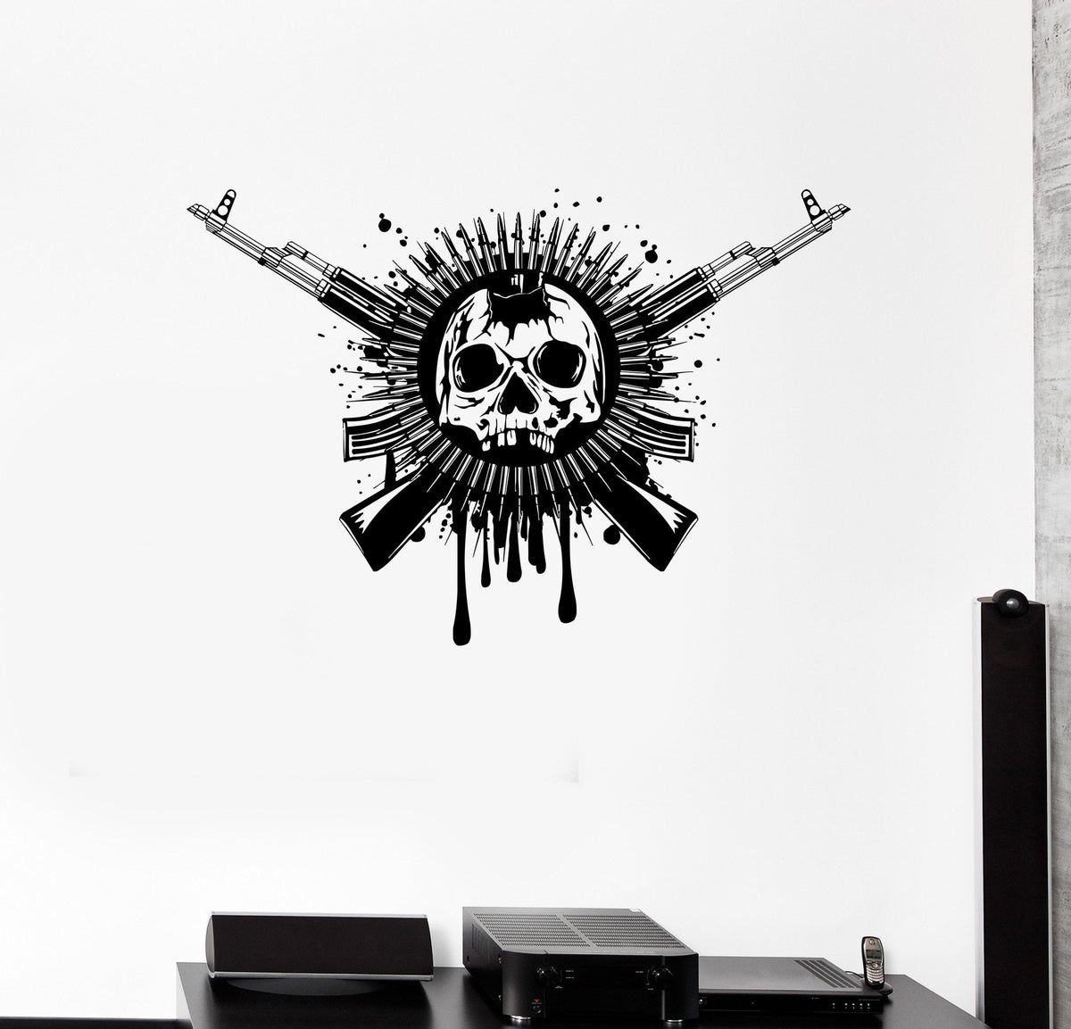 Wall Decal Skull Skeleton Weapon Ammunition Army Vinyl Sticker Unique ...
